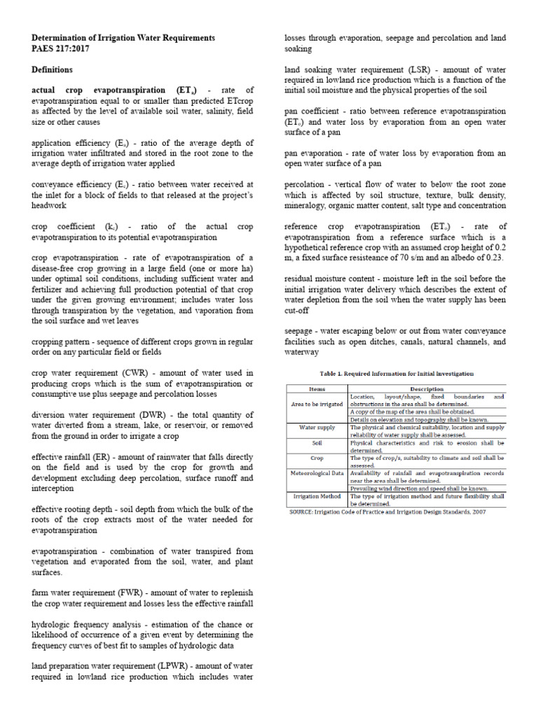 Irrigation Water Requirements Guide | PDF | Evapotranspiration | Water