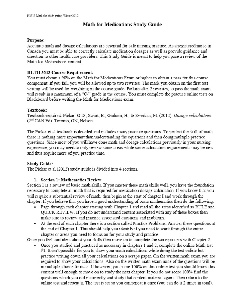 Math For Medications Study Guide | PDF | Mathematics | Intravenous Therapy