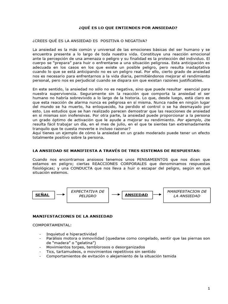 Explicacion Ansiedad | PDF | Ansiedad | Las emociones