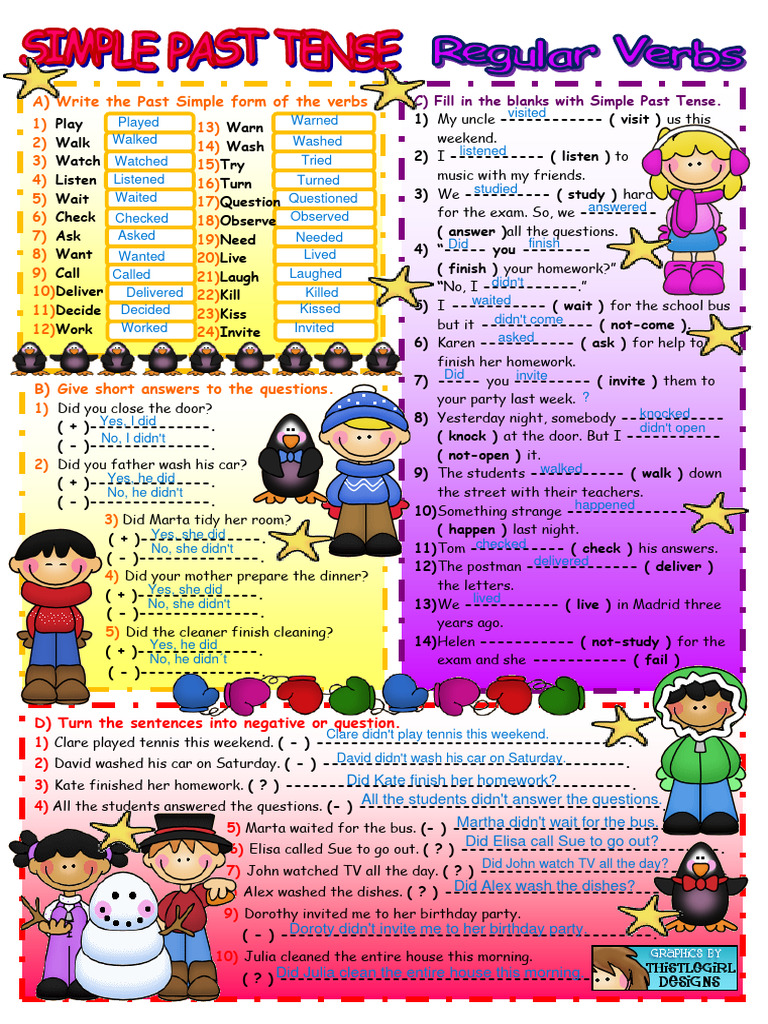 Simple Past - Regular Verbs | PDF | Syntax | Linguistic Morphology