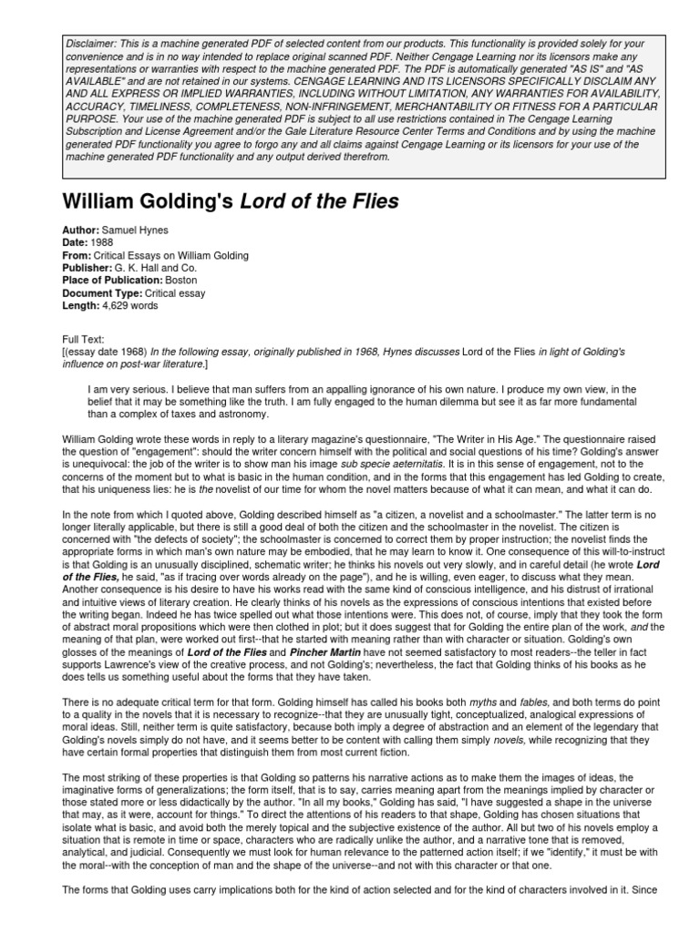 William Goldings Lord of The F | PDF