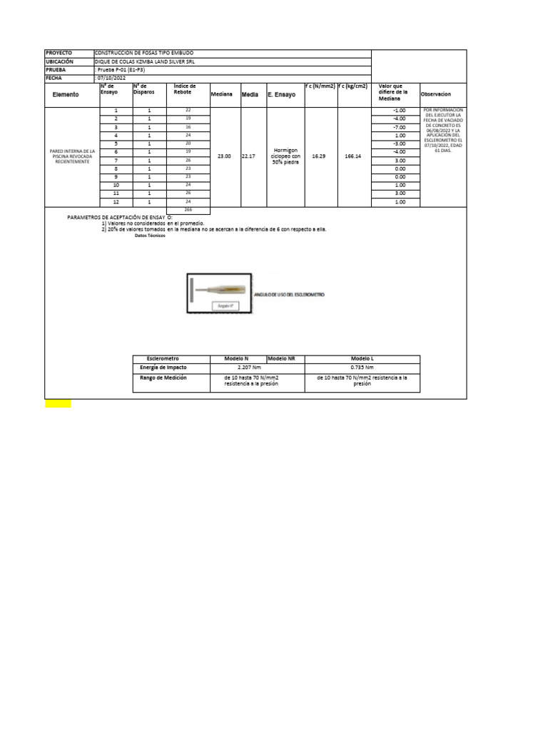 Excel Esclerometro | PDF | Hormigón