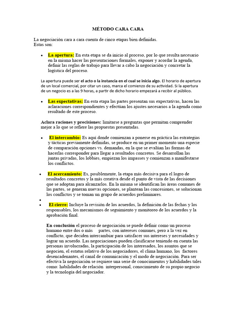 CARA A CARA | PDF | Negociación