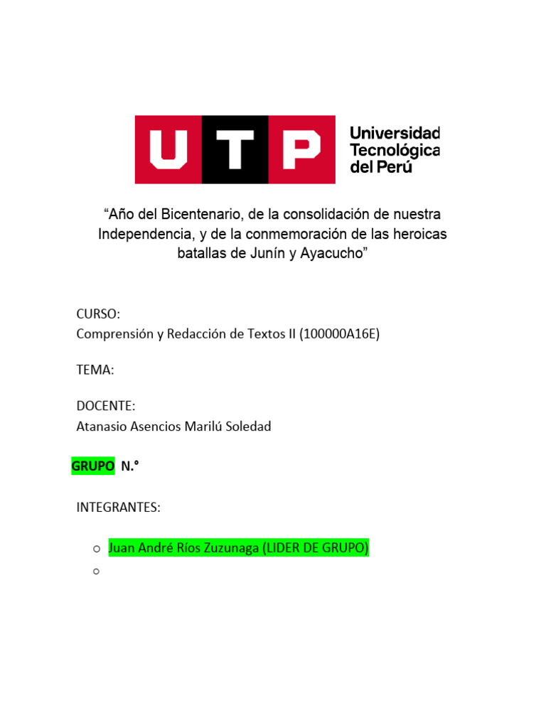 S12 - CRTII Formato para Trabajar La TA2 | PDF | Perú