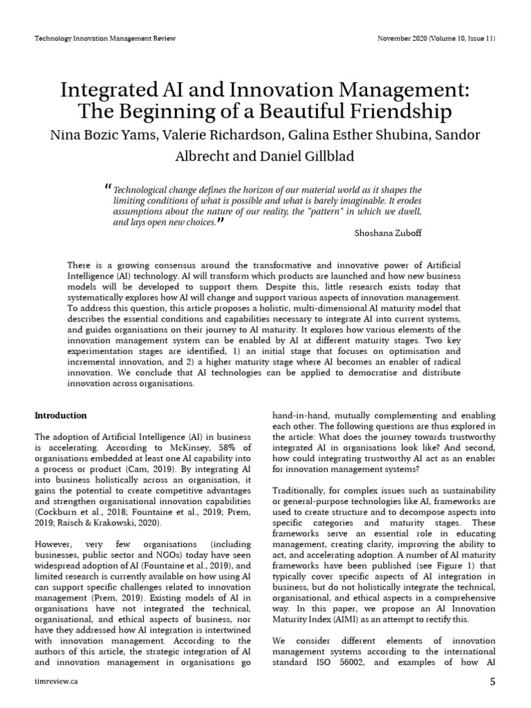 AI Maturity Model for Innovation Management | PDF | Innovation | Artificial Intelligence