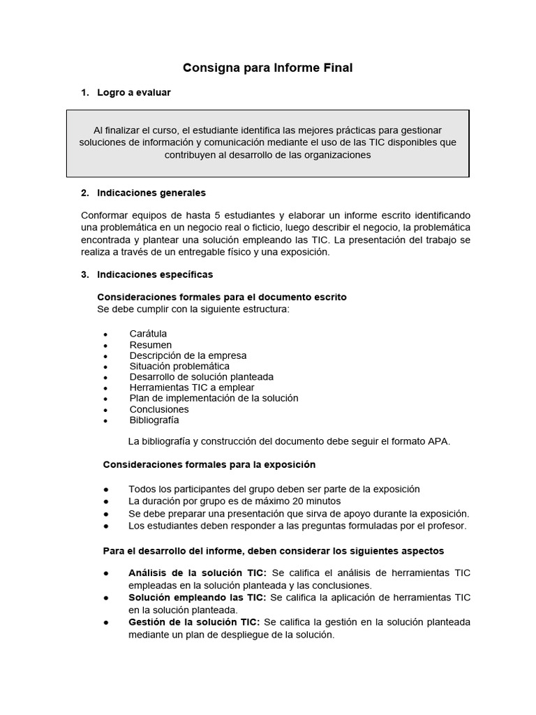 Informefinal in | PDF | Evaluación | Bibliografía