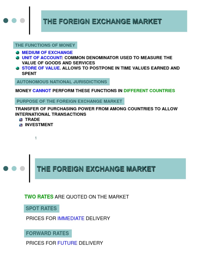 The Foreign Exchange Market: The Functions of Money | PDF | Foreign ...