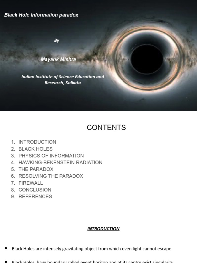 Black Hole Information Paradox | PDF | Black Hole | Quantum Mechanics