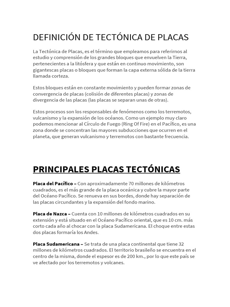 Movimientos de Las Placas Tectonicas | Descargar gratis PDF | Placas ...