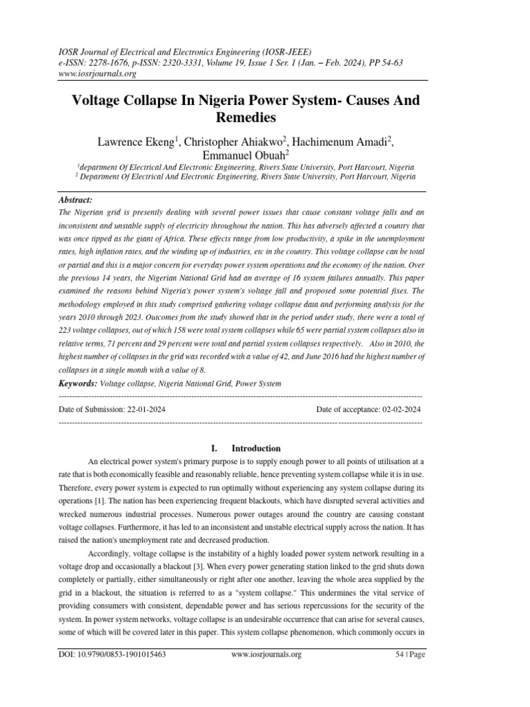 System or Voltage Collapse | PDF | Electrical Grid | Electrical Substation
