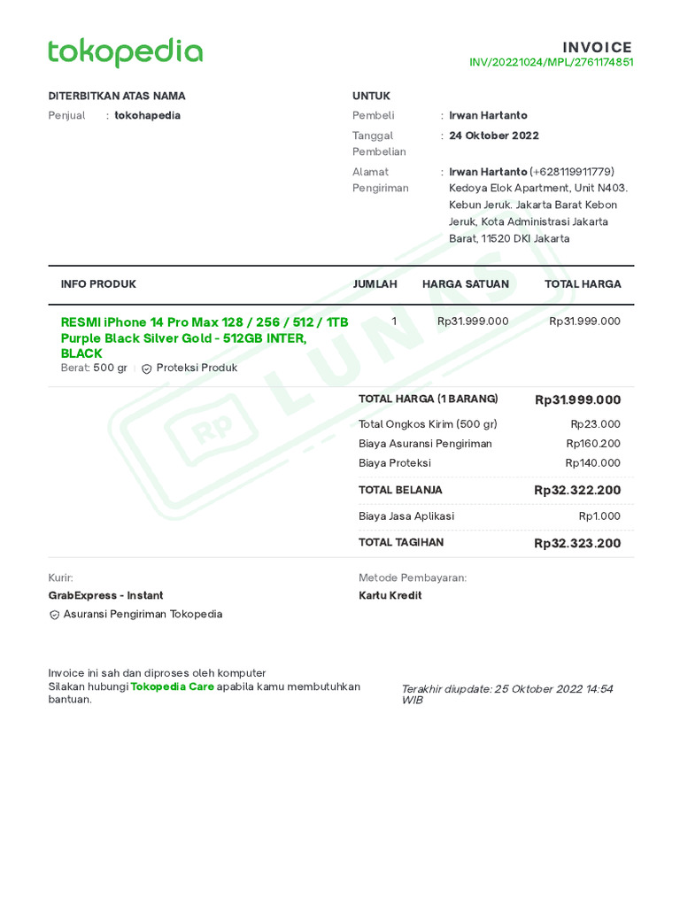 Invoice Iphone 14 | PDF