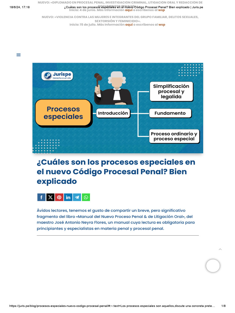¿Cuáles Son Los Procesos Especiales en El Nuevo Código Procesal Penal ...