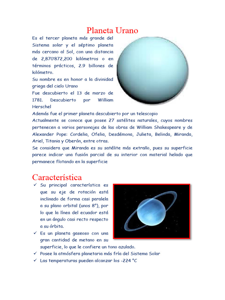 Datos Sobre Urano Los Planetas Urano: El Planeta Más Gélido Del