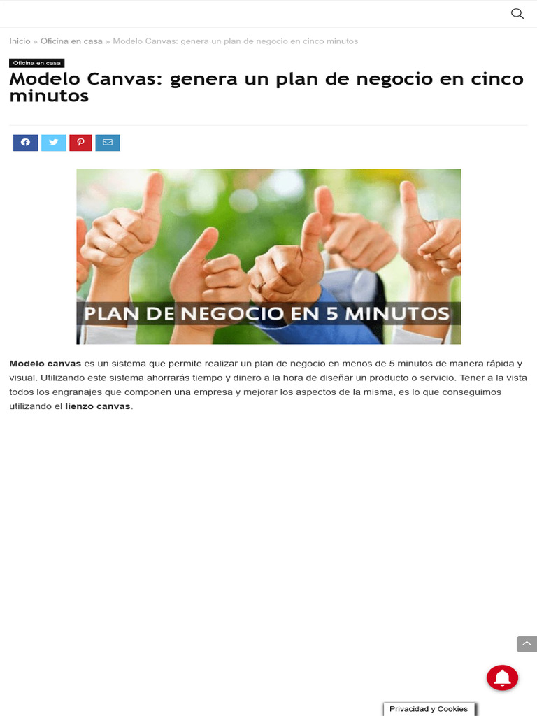 Modelo Canvas - Genera Un Plan de Negocio en Cinco Minutos | Descargar gratis PDF | Plan de ...
