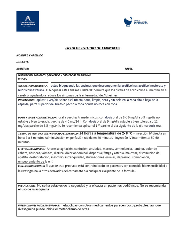 Efectos Secundarios de Rivazic | PDF