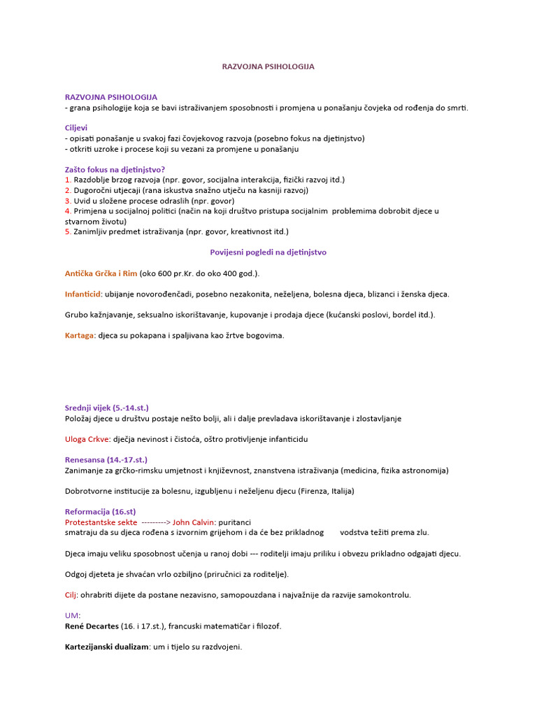 Razvojna Psihologija Skripta | PDF