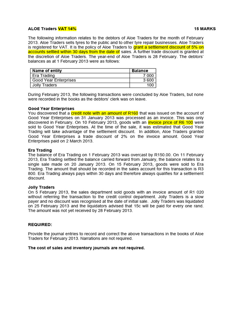 ALOE+Traders+ENG - INTERNAL HOMEWORK | PDF | Invoice | Value Added Tax