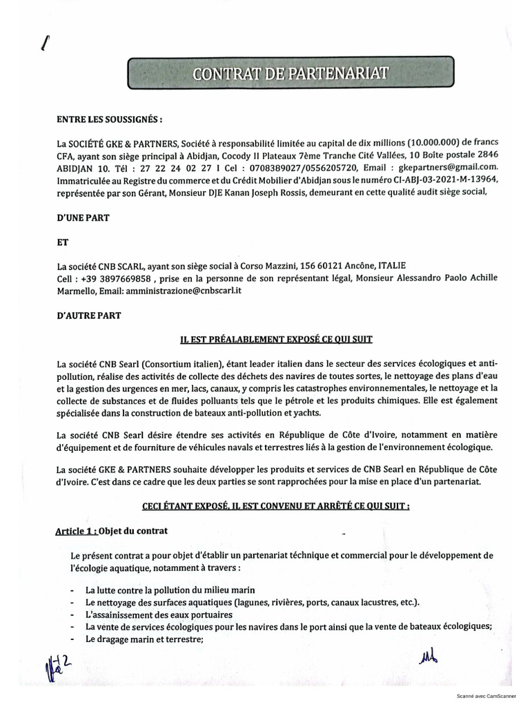 Contrat de Partenariat CNB | PDF
