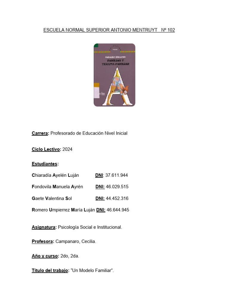 TP N°4 Un Modelo Familiar | PDF | Ciencias del comportamiento