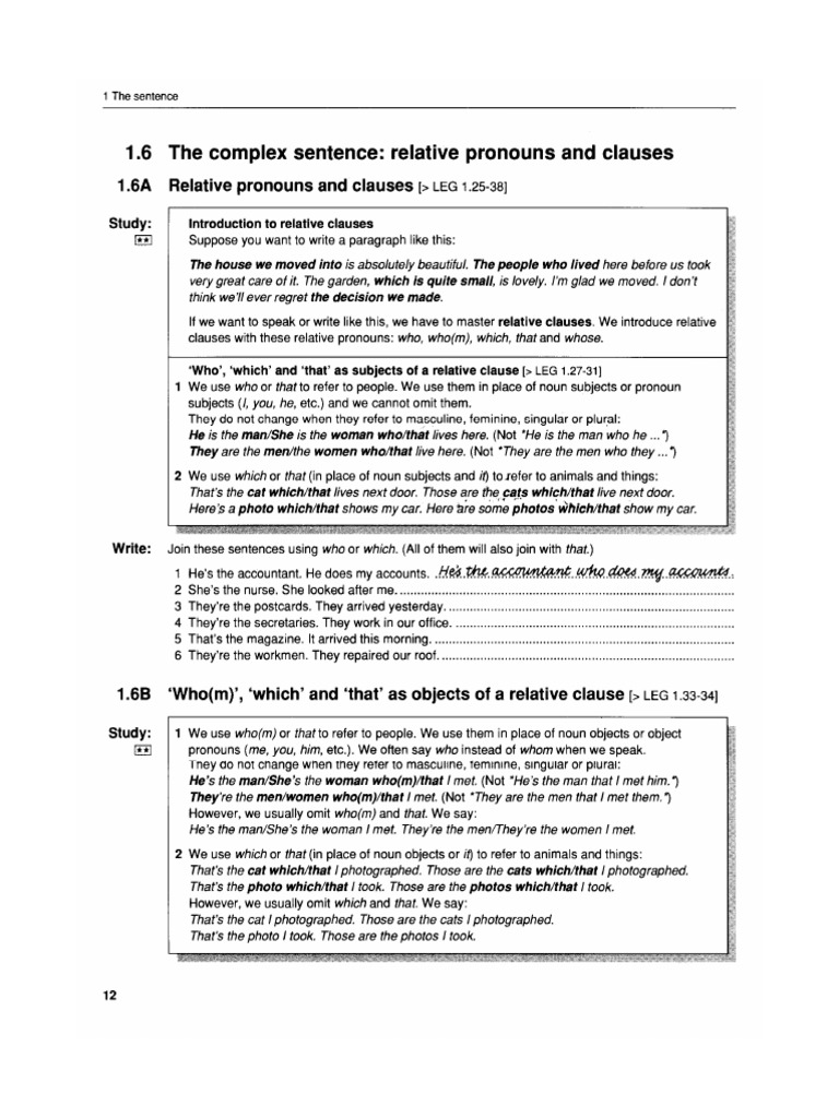 Complex Sentence - Relative Pron and Clauses | PDF