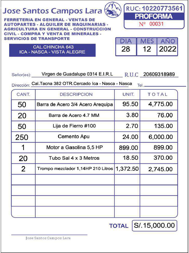 PROFORMA Diciembre 28 2022 (1) | PDF