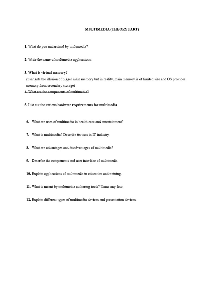 Multimedia All Important Questions For Students | PDF | Data ...