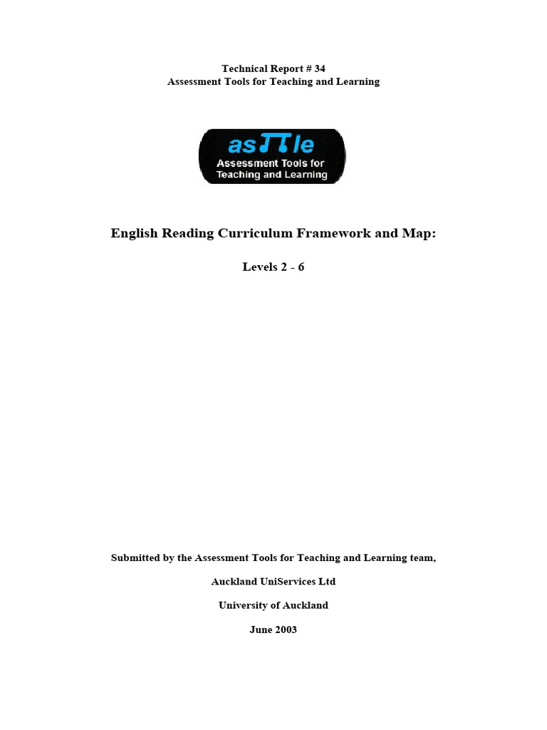 English Reading Curriculum Framework and Map:: Technical Report # 34 ...