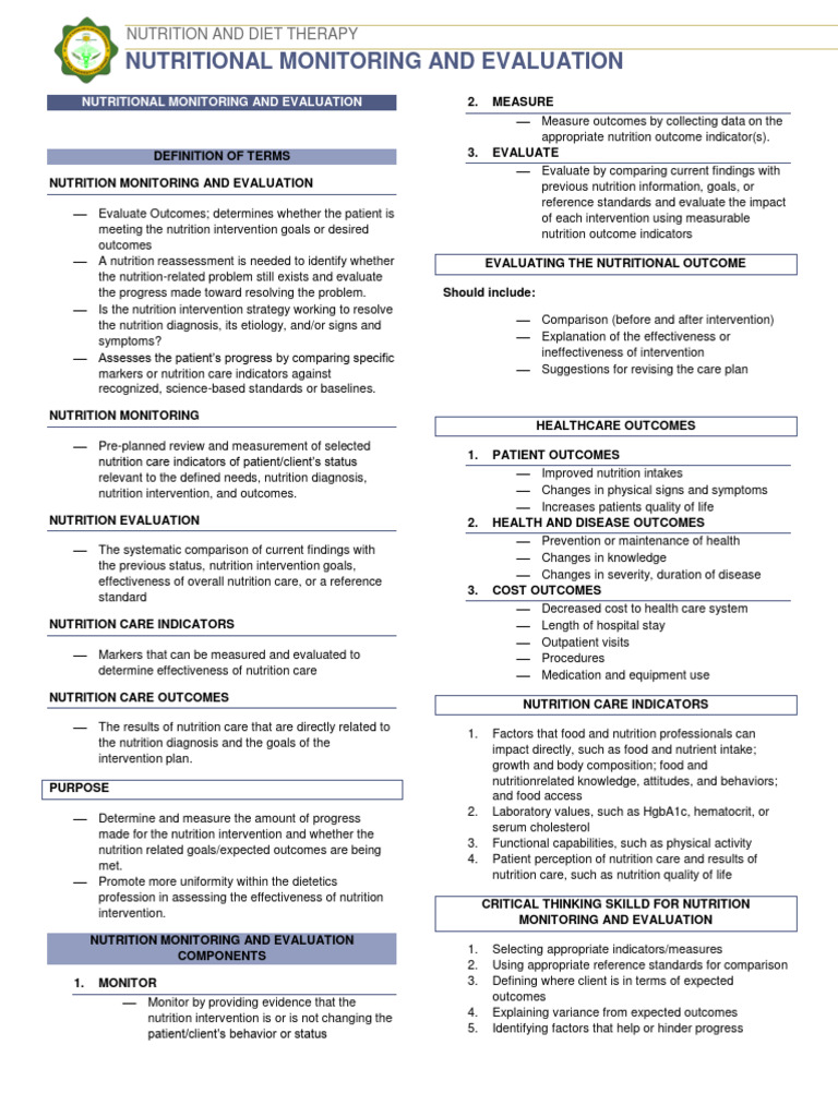 (NCM105) Nutritional Monitoring and Evaluation | PDF | Patient | Nutrition