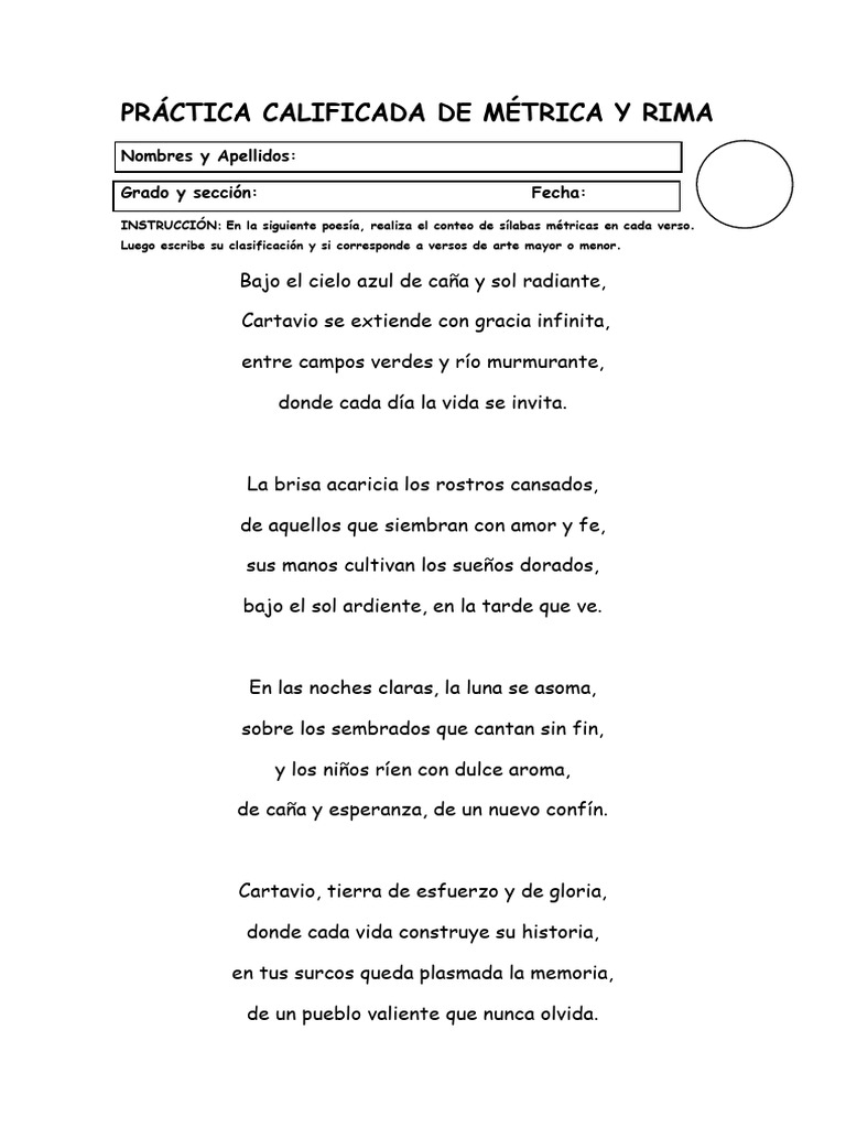 3° Práctica Metrica y Rima | PDF | Poesía