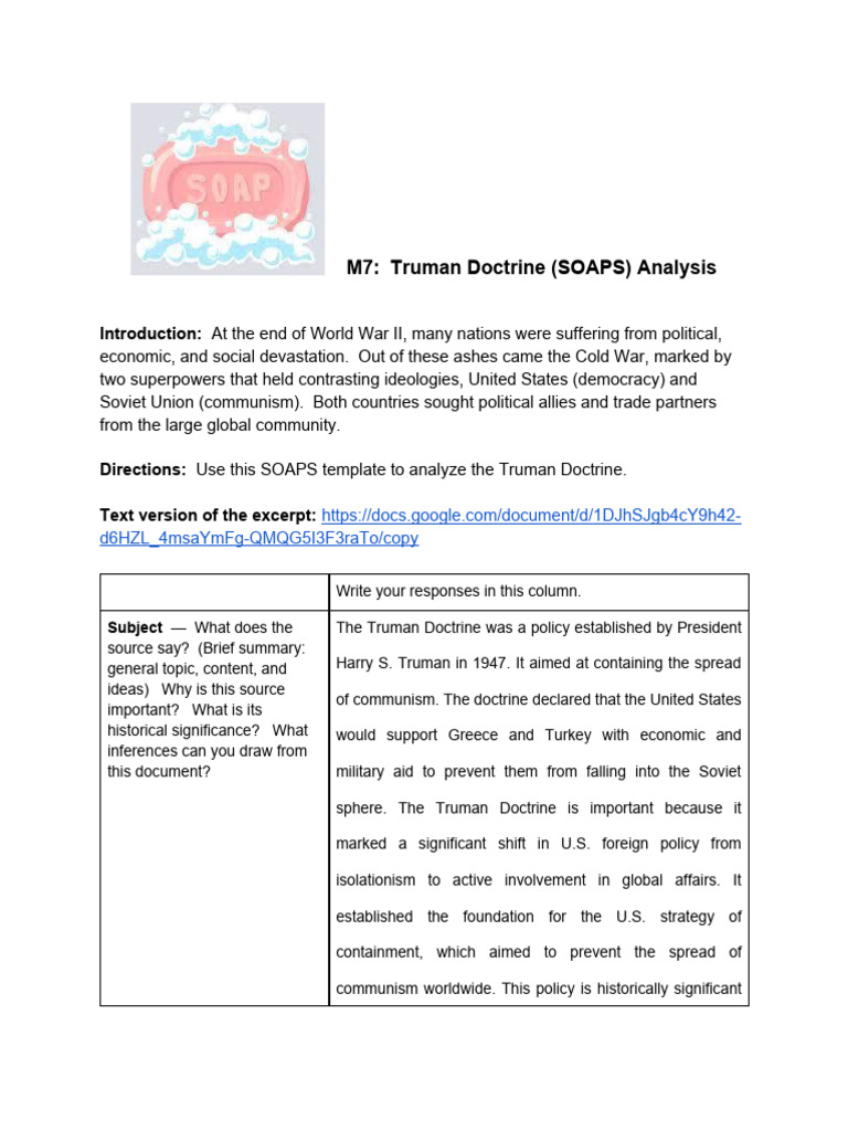 Pazolini, Lorena - M7 Truman Doctrine SOAPS | PDF | Containment | Cold War