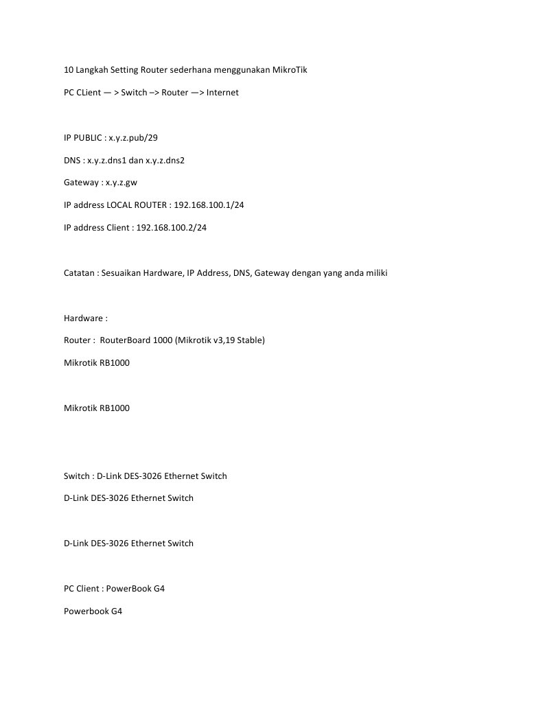10 Langkah Setting Router Sederhana Menggunakan MikroTik | PDF ...