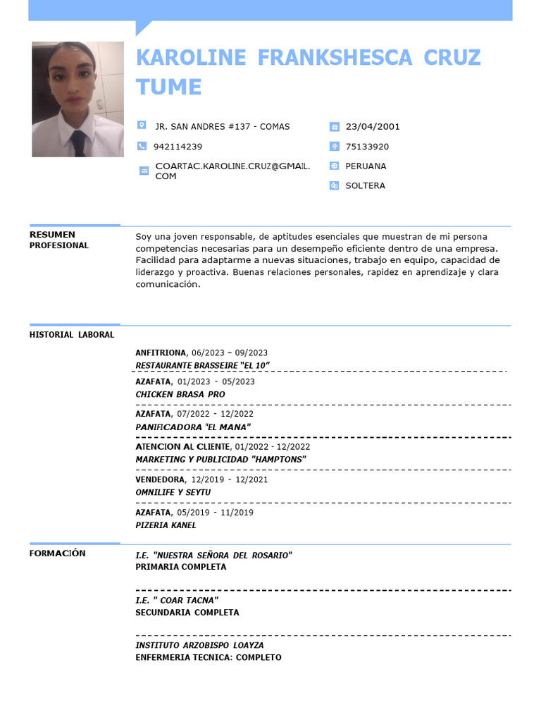 Currículum de Karoline Cruz: Experiencia y Habilidades | PDF
