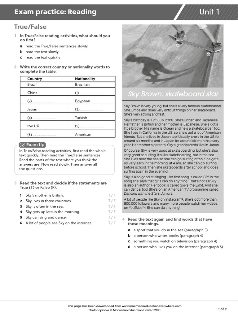 Gateway A1+ - Exam Practice Reading | PDF | Grandparent