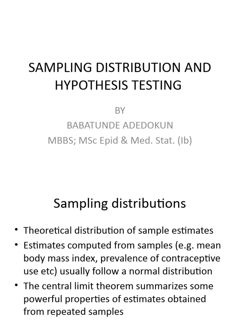 PSM 201 Sampling Distributions and Hypothesis Testing | Download Free ...