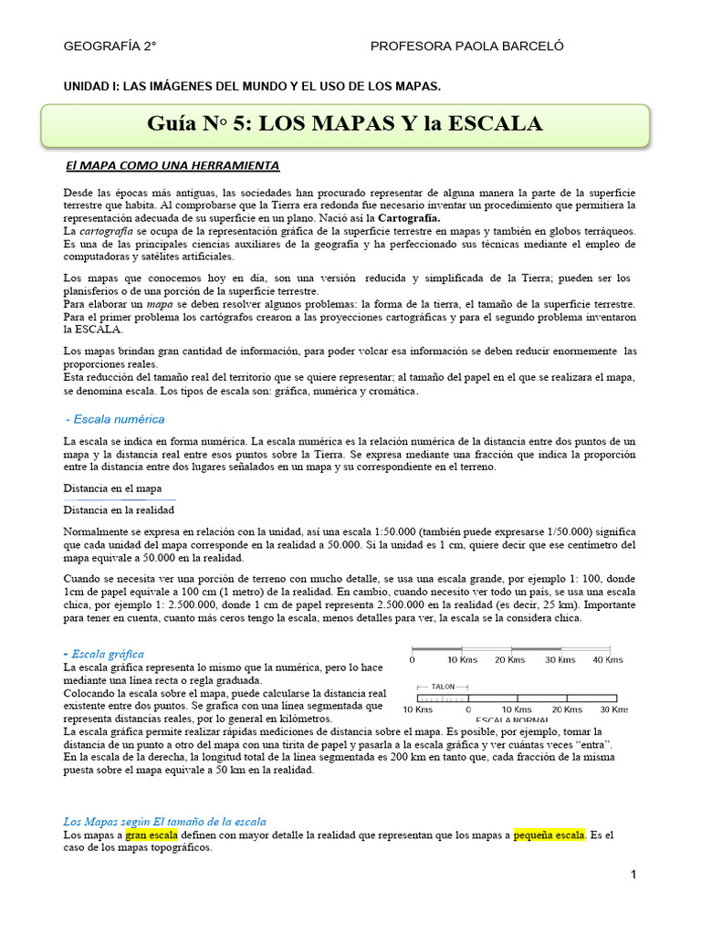 Guia 5 Los Mapas y La Escala | PDF | Cartografía | Mapa