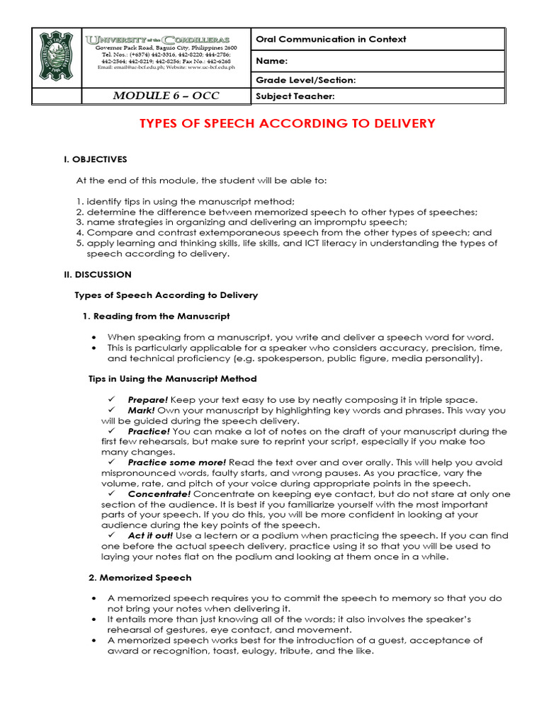 Occ Module 6 PDF | PDF | Speech | Communication