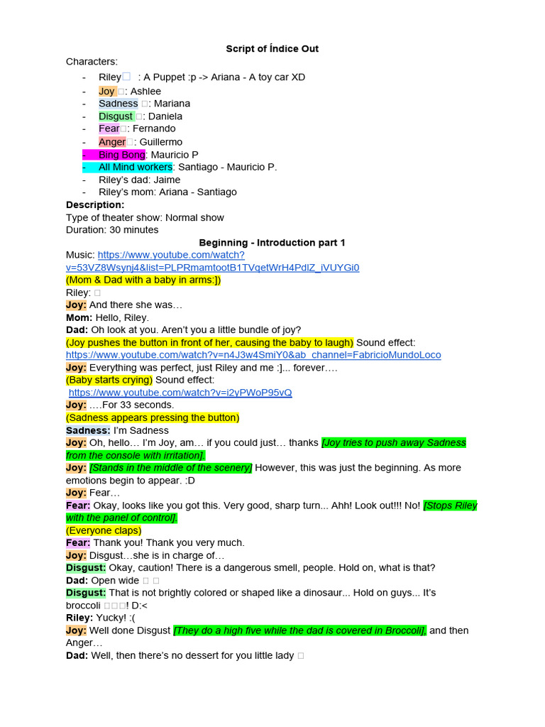 Script of Índice Out | PDF | Behavioural Sciences | Emotions