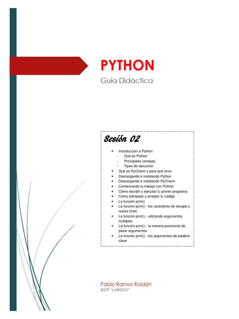 Sesión 02 Introducción A Python Pdf Python Lenguaje De 0065