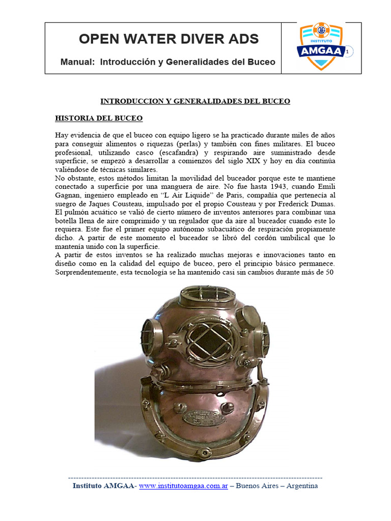 Open Water Diver Ads: Manual: Introducción y Generalidades Del Buceo ...