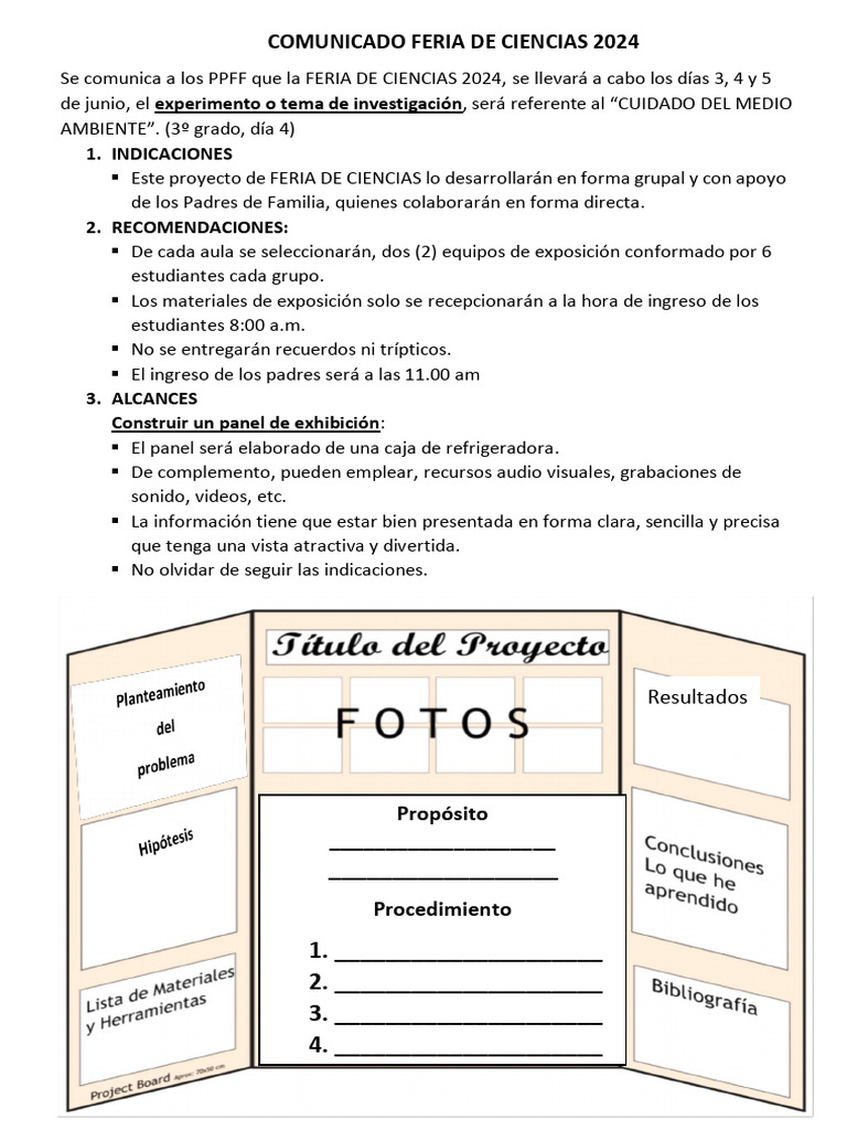 COMUNICADO FERIA DE CIENCIAS | PDF