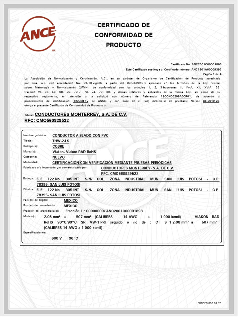 Certificado-THW-2-LS-Viakon-6-feb-2020 | PDF