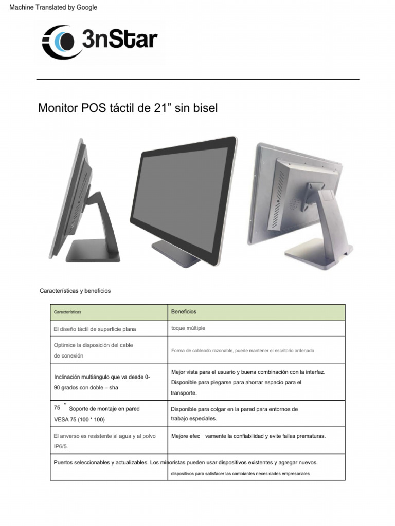 21 Inch Touch Monitor | PDF | Pantalla táctil | Monitor de computadora