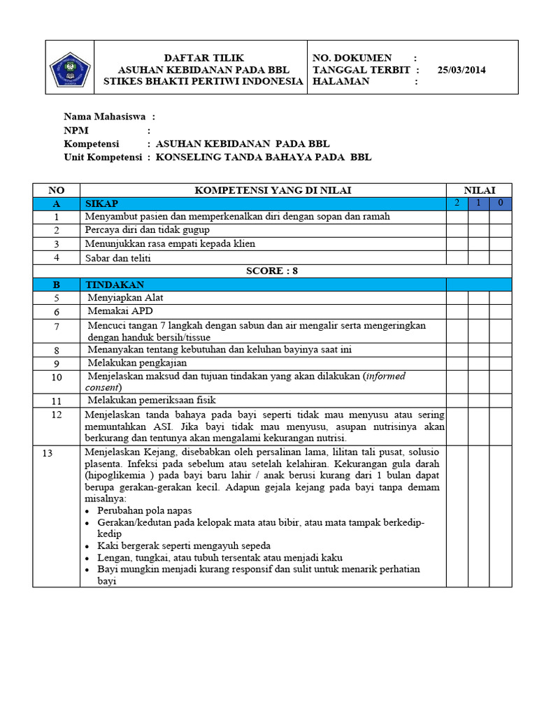 Daftar Tilik Konseling BBL | PDF | Sains & Matematika