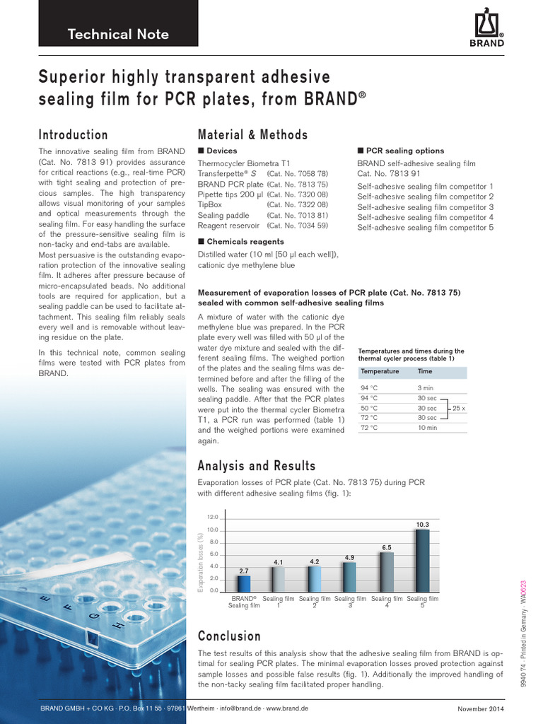 PCR Sealing Films en | PDF | Polymerase Chain Reaction | Materials