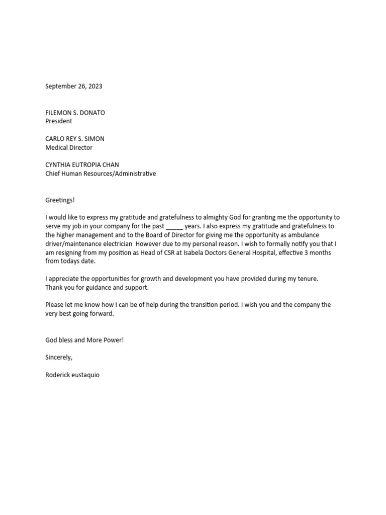 Resigantion Letter | PDF