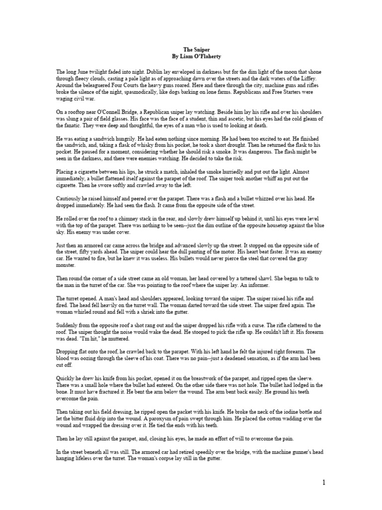 The Sniper by Liam OFlaherty | PDF | Flight