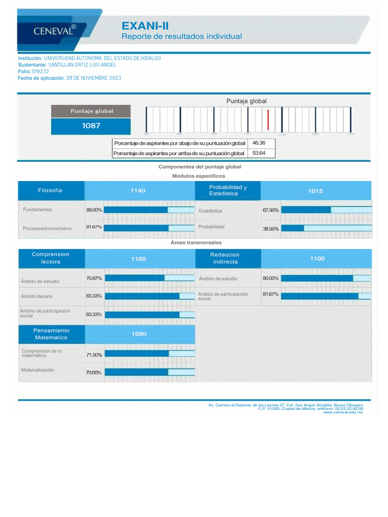 Reporte Individual de Resultados | PDF