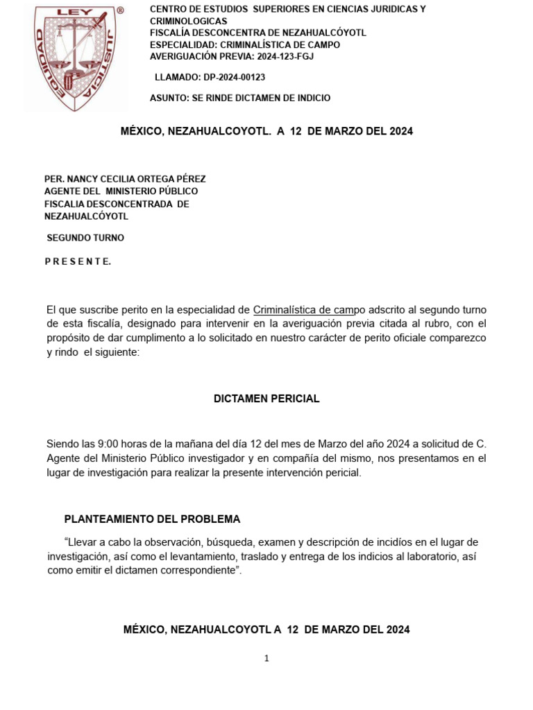 Dictamen Pericial | Descargar gratis PDF | Ciencia forense | Science