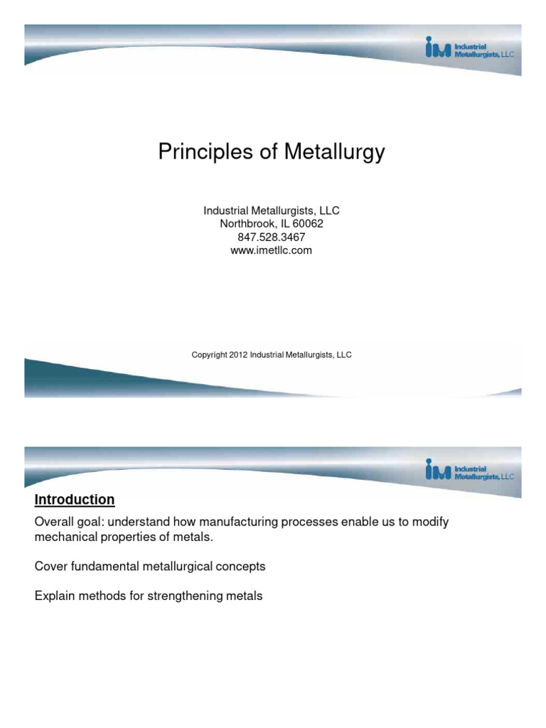 Principles Of Metallurgy Introduction Pdf Metallurgy Heat Treating