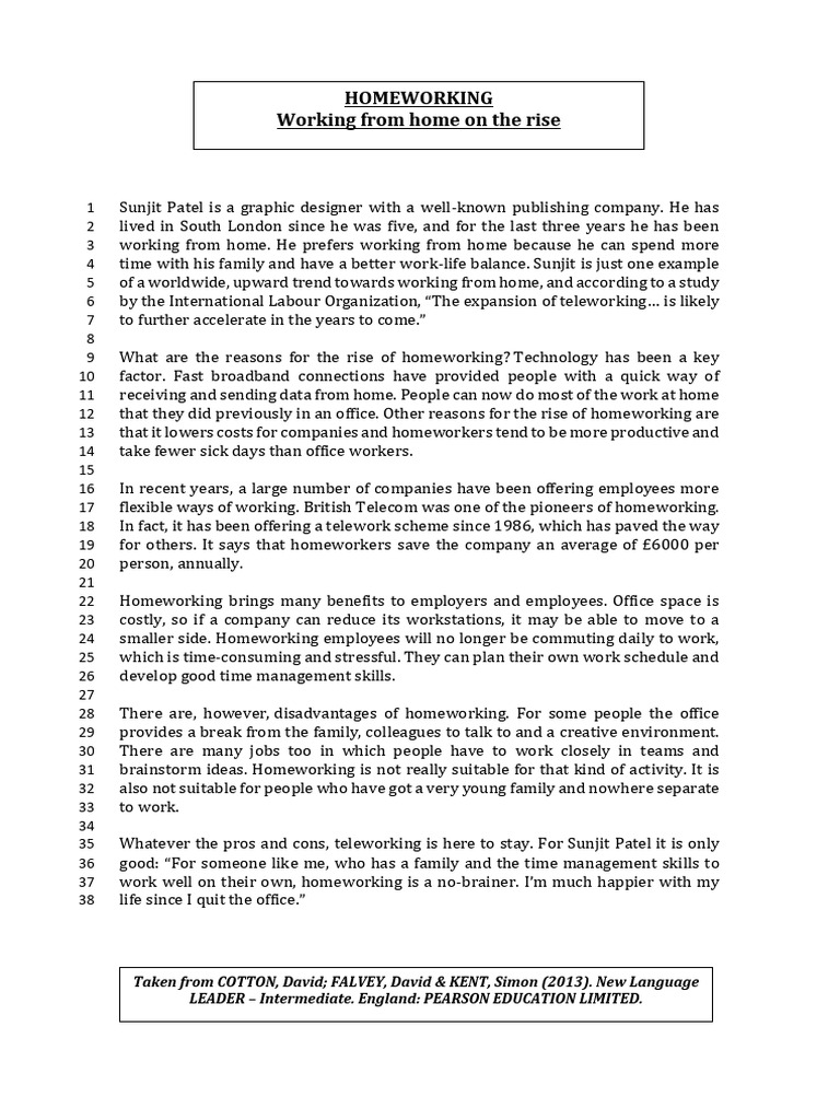 Benefits and Challenges of Homeworking | PDF | Business Ethics ...